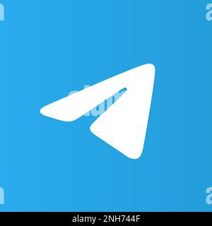 Telegram instant messaging app icon. Black silhouete square with ...