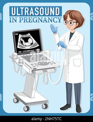 Doctor using ultrasound scanning machine illustration Stock Vector ...