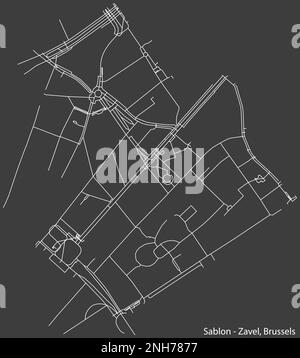 Street roads map of the SABLON-ZAVEL QUARTER (SABLONS-ZAVELWIJK ...