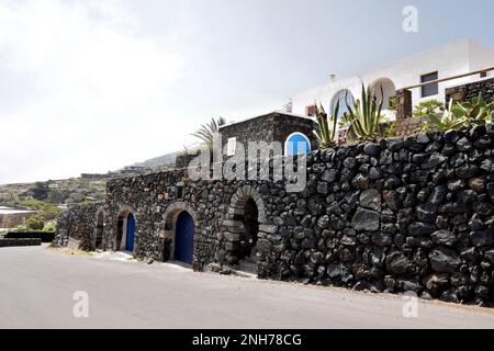 Typical Pantelleria house made of volcanic stone in Gadir village Stock ...