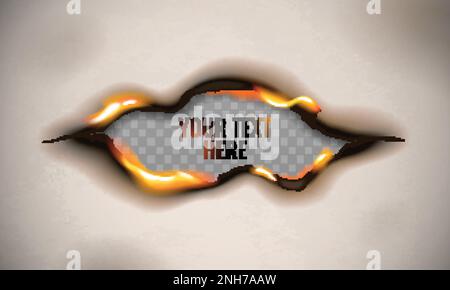 Burn edge paper hole corner vector effect set on transparent background ...