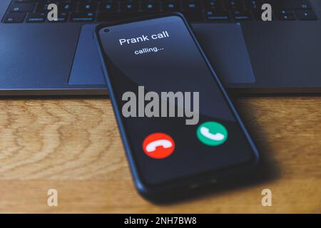 Phone call from prankster. Prank call Concept Stock Photo - Alamy