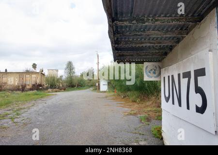 NICOSIA, CYPRUS, JANUARY 31 2023: Check border point for crossing to ...