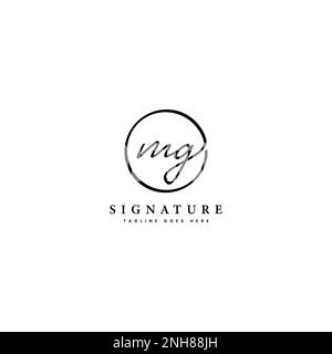 Initial Letter MG Logo - Handwritten Signature Style Logo - Minimal ...