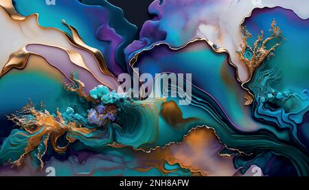 Vector abstract marble texture, Fluid design backgrounds blue color ...