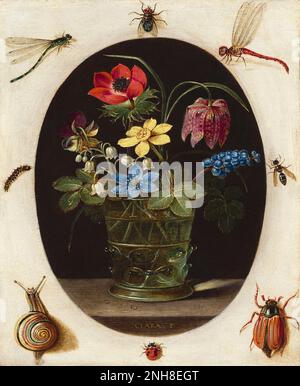 Clara Peeters - Still Life with Flowers in a Glass Vase Surrounded by ...