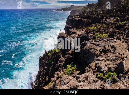 High Sea Cliffs Overlooking The Pacific Coast on The Ohai Trail Maui ...