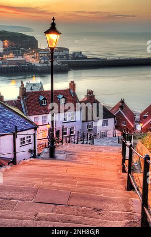 The stunning view from the 199 Steps, looking over the seaside town of ...
