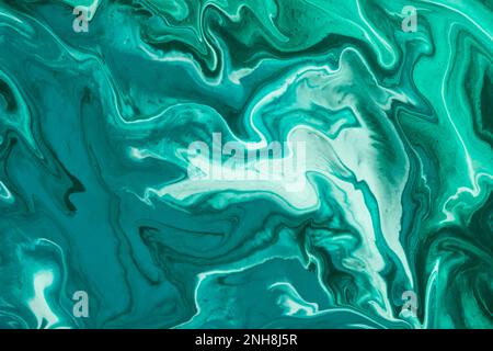 Abstract fluid art background turquois, green color. Liquid marble ...