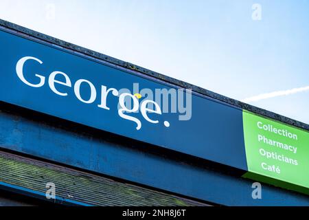 Close up of George sign as part of Asda supermarket UK Stock Photo - Alamy