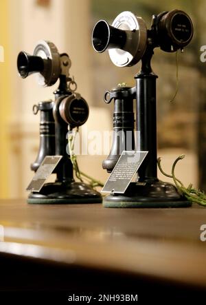 ALEXANDER GRAHAM BELL AND THOMAS WATSON. TELEPHONE INVENTORS Stock ...