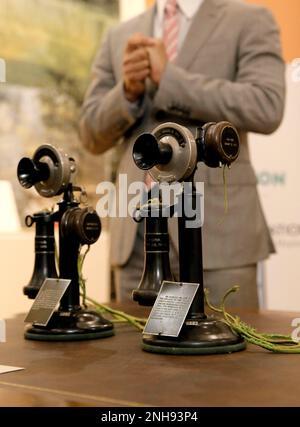 ALEXANDER GRAHAM BELL AND THOMAS WATSON. TELEPHONE INVENTORS Stock ...