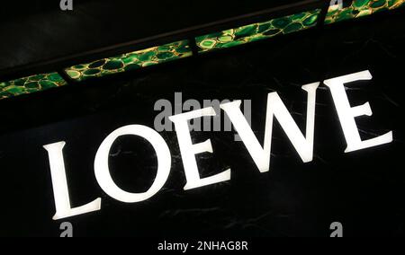 The logo of Loewe is seen at Omotesando in Shibuya Ward, Tokyo on May ...