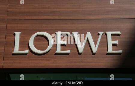 The logo of Loewe is seen at Omotesando in Shibuya Ward, Tokyo on May ...
