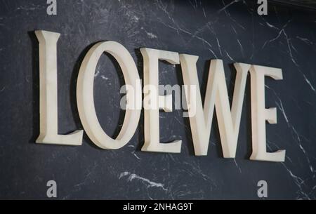 The logo of Loewe is seen at Omotesando in Shibuya Ward, Tokyo on May ...