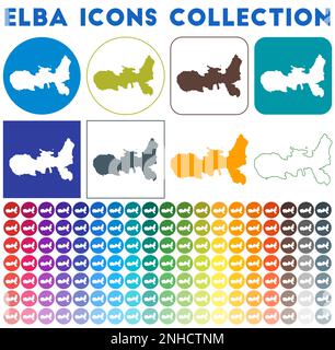 Elba logo collection. Colorful badge of the island. Layers around Elba ...