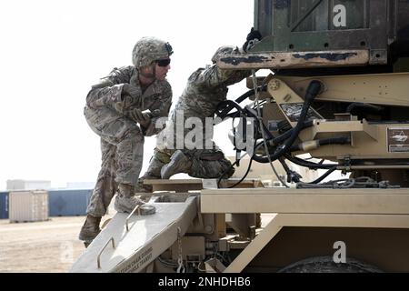 Patriot missile reload crewmen assigned to the 4th Battalion 3rd Air ...