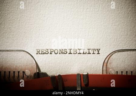 Responsibility word written with a typewriter Stock Photo - Alamy