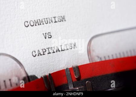 Communism vs capitalism text written with a typewriter in a white ...