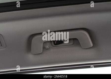 Modern car grab handle, car interior details. Car grab handler for the ...