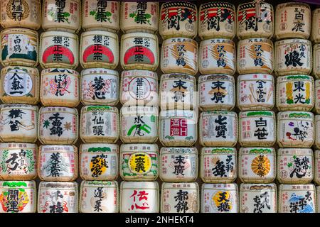 Meiji Shinto shrine barrels are symbolic of Japanese culture in Tokyo ...