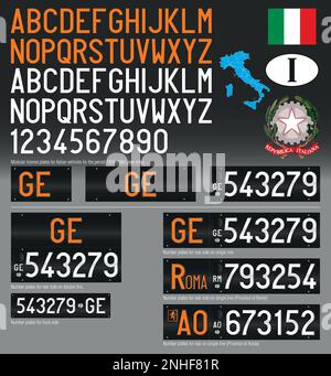Italian license plate vintage pattern 1994, Italy, vector illustration ...