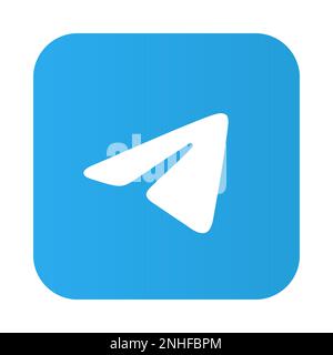 Telegram instant messaging app icon. Black silhouete square with ...