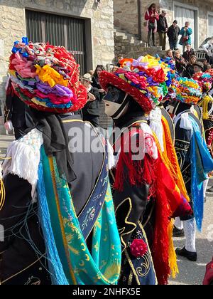 The dancing Balari in the colorful costumes of the Bagolino carnival ...