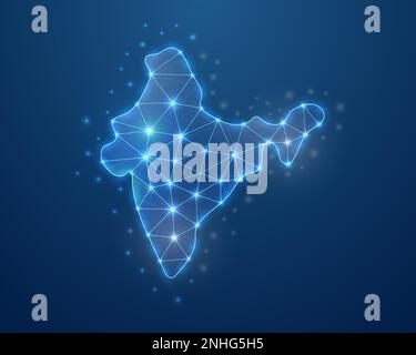 India 3d low poly website template. India map design illustration ...