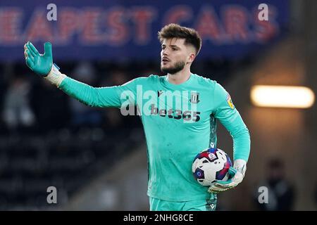 Stoke City goalkeeper Matija Sarkic celebrates after Stoke City's Josh ...