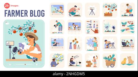 Hobby online set of square compositions with flat human characters ...