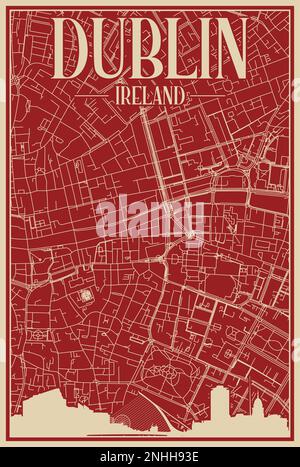 Road network poster of the downtown DUBLIN, IRELAND Stock Vector Image ...