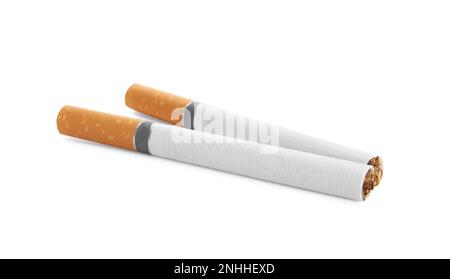 Cigarettes with orange filters isolated on white Stock Photo - Alamy