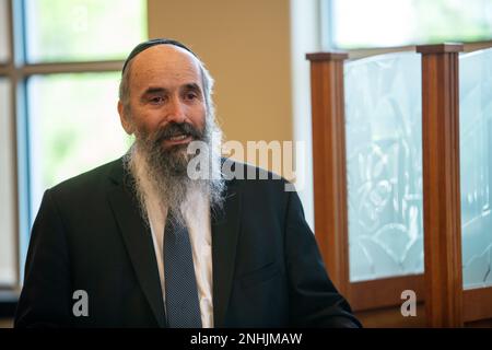 Rabbi Tuvia Teldon provides a few words during the awards ceremony of ...