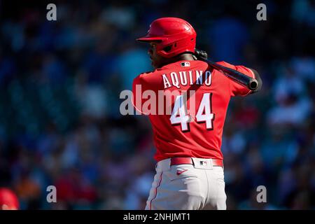 Cincinnati Reds Aristides Aquino (44) bats during a Major League ...