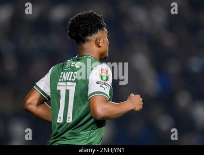 Plymouth Argyle forward Niall Ennis (11) warming up during the Sky Bet ...