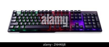 Modern mechanical RGB keyboard isolated on white Stock Photo - Alamy