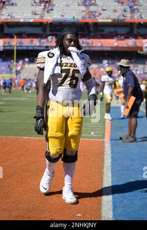 Missouri offensive lineman Javon Foster (76) celebrates after beating ...