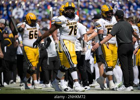 Missouri offensive lineman Javon Foster (76) sets up to block in front ...