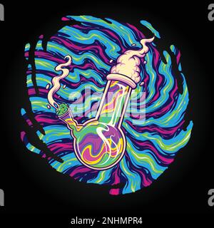 Trippy glass bong weed smoke vector illustrations for your work logo ...