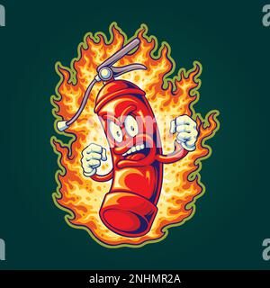 Angry flaming fire hydrant logo mascot silhouette vector illustrations ...