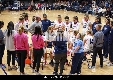 Villanova head coach Denise Dillon reacts during the second half of an ...