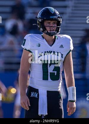 Hawaii quarterback Brayden Schager (13) throws a pass against UNLV ...