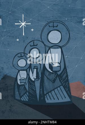 religious illustration three kings - and holy family - traditional ...