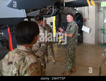 Rear Adm. Brad Collins, Commander, Navy Region Northwest, speaks at a ...