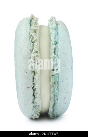 Light blue macaron isolated on white. Delicious dessert Stock Photo - Alamy