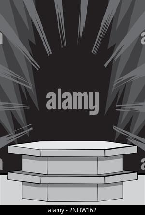 Cartoon Hexagonal gray Stage for mockup presentation. Comic Book ...