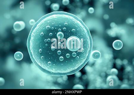 Human cells under microscope, ai generated illustration in 3D style ...
