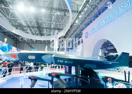 A view of China's FH-97A stealth drone during the Zhuhai Air Show in ...