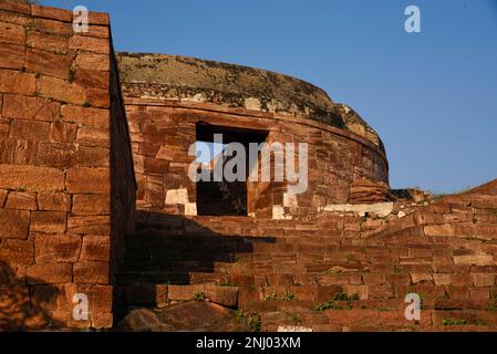 Bastion of Badami fort built by Chalukya king Pulakeshin I in Karnataka ...
